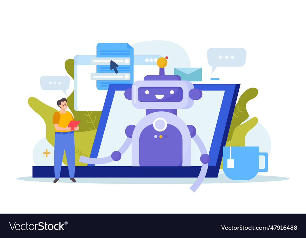 Chatbot services flat composition Royalty Free Vector Image