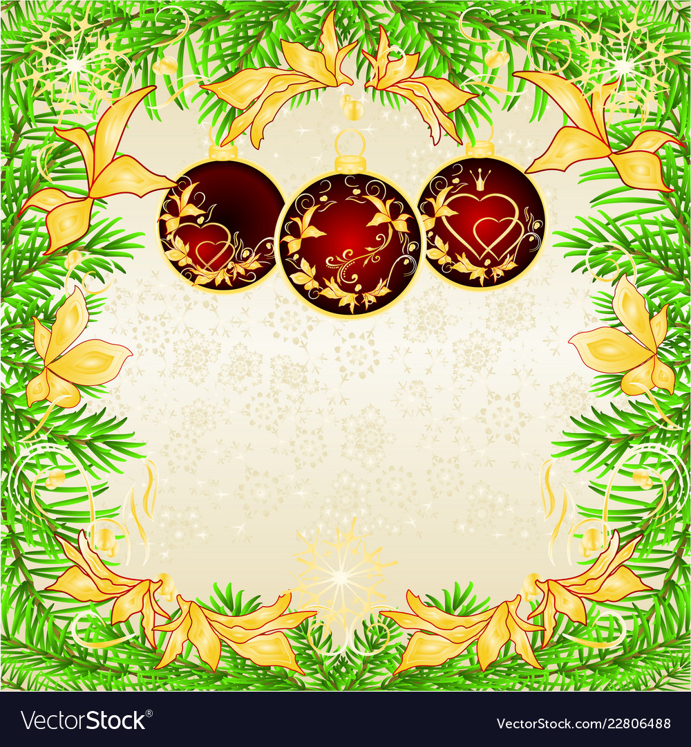 Christmas and new year frame tree Royalty Free Vector Image