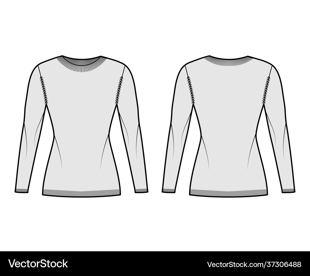 Crew neck sweater technical fashion Royalty Free Vector