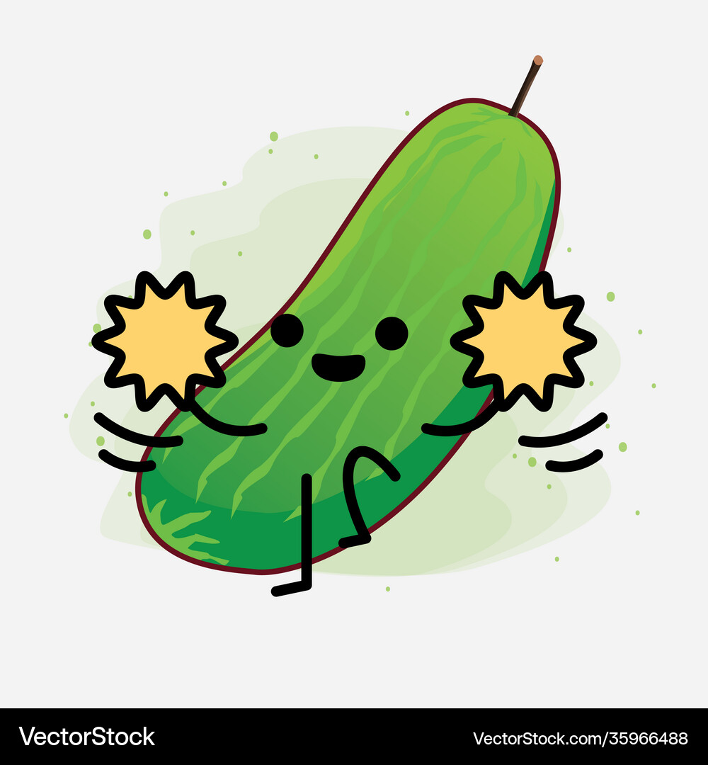 Cute cucumber fruit character Royalty Free Vector Image