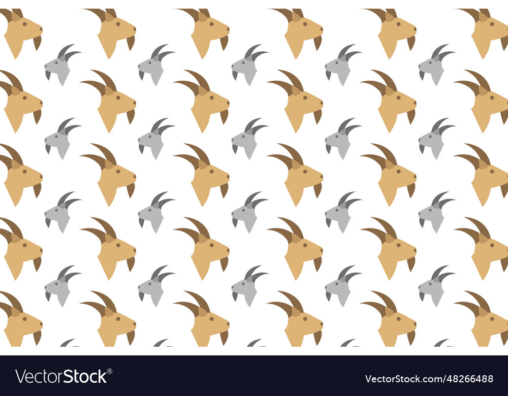 Flat goat head pattern background Royalty Free Vector Image