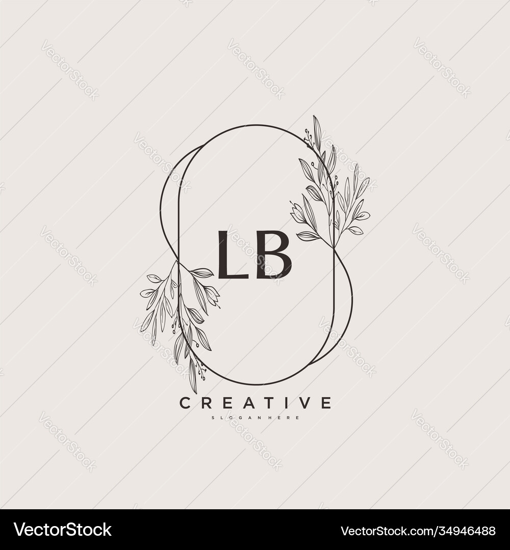 Lb beauty initial logo art handwriting logo Vector Image