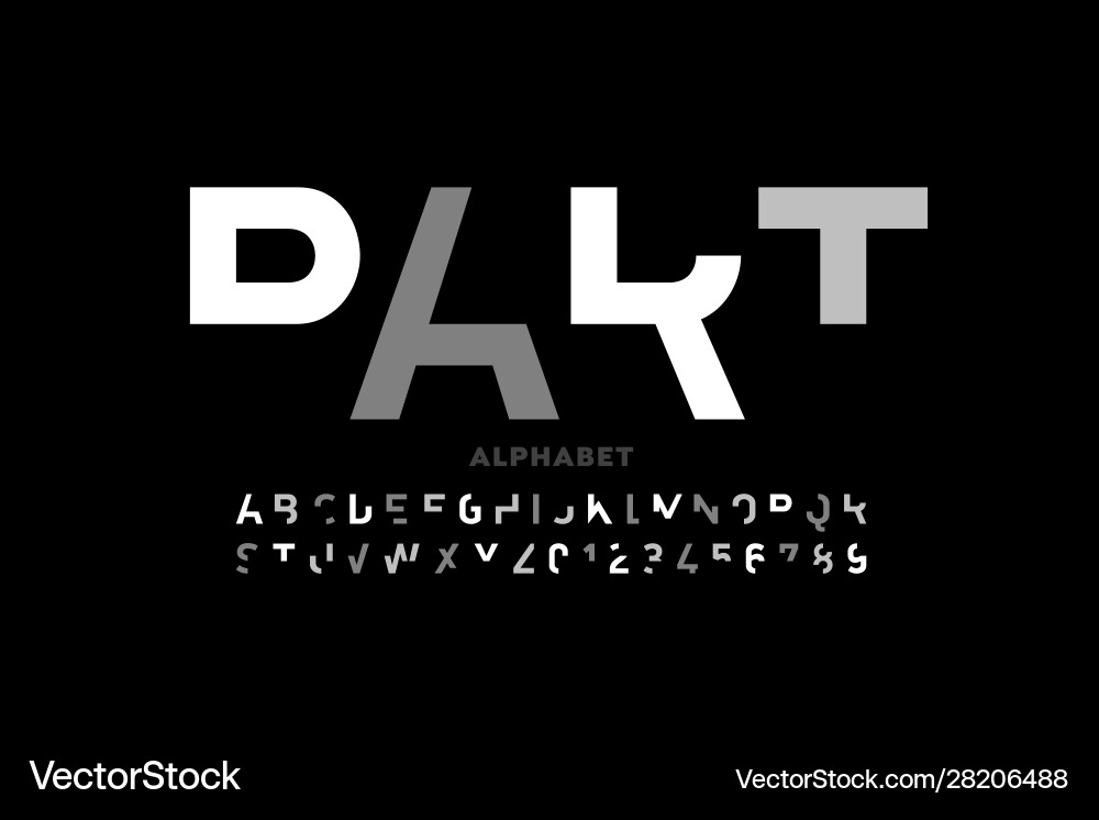 Part font modern alphabet letters and numbers Vector Image