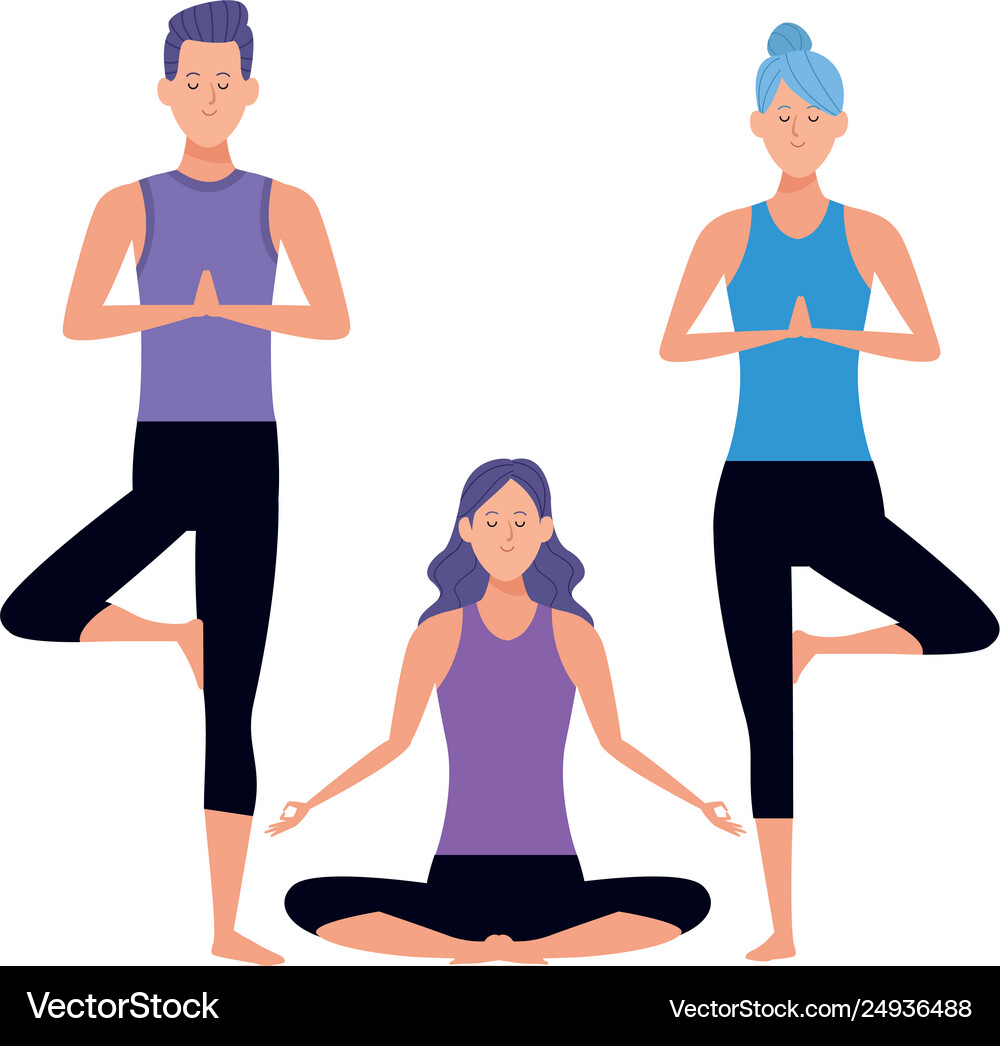 People yoga poses Royalty Free Vector Image - VectorStock