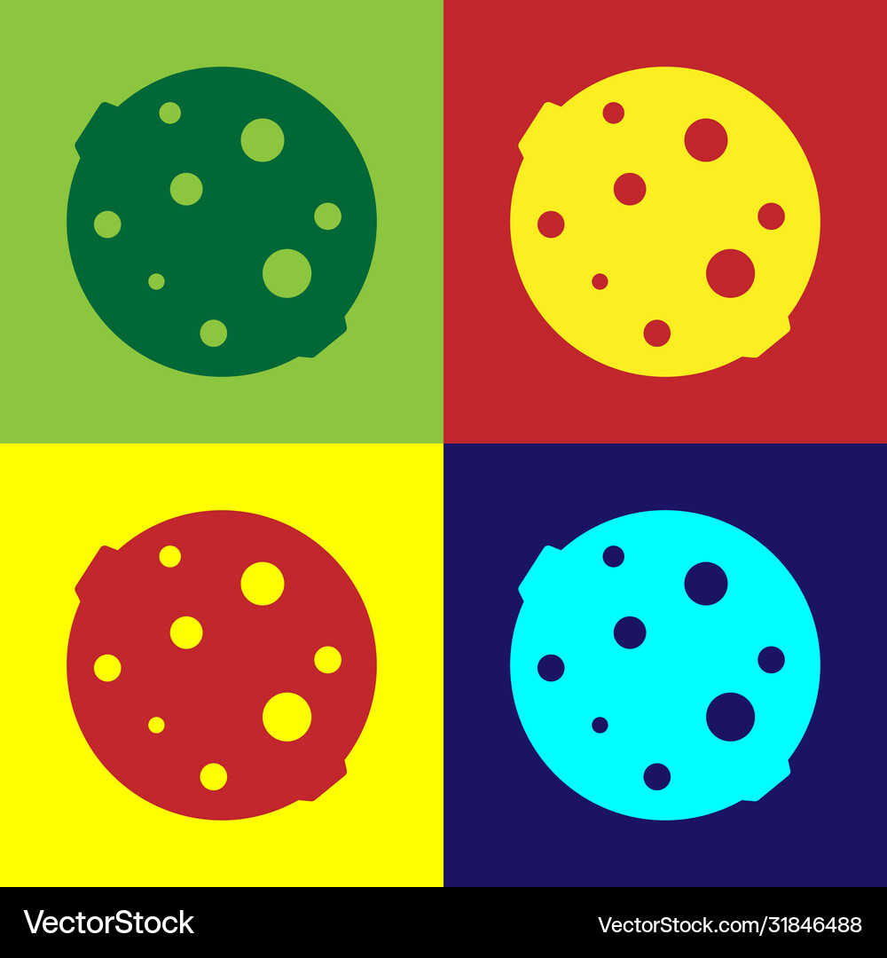 Pop art moon icon isolated on color background Vector Image