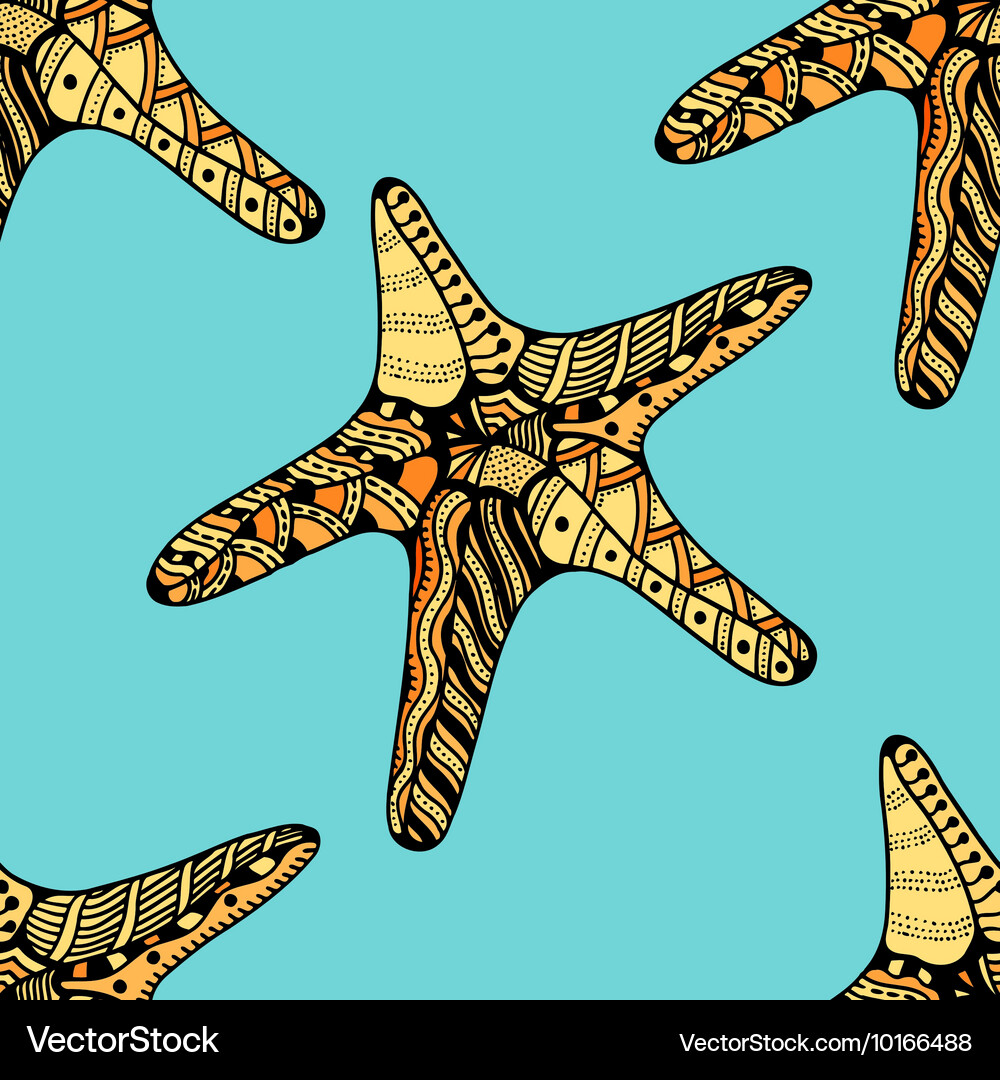 Seamless background of starfish Royalty Free Vector Image