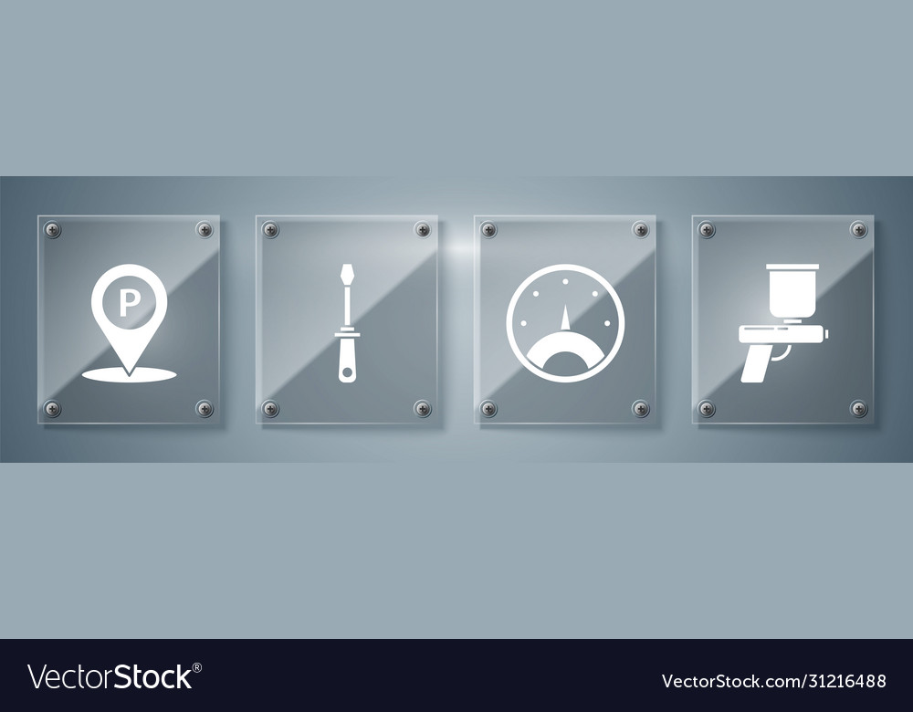 Set paint spray gun speedometer screwdriver Vector Image Set paint spray gun speedometer screwdriver Vector Image