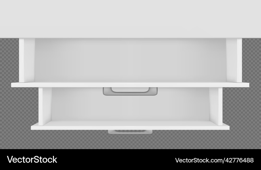 Top view of two white empty open drawers Vector Image