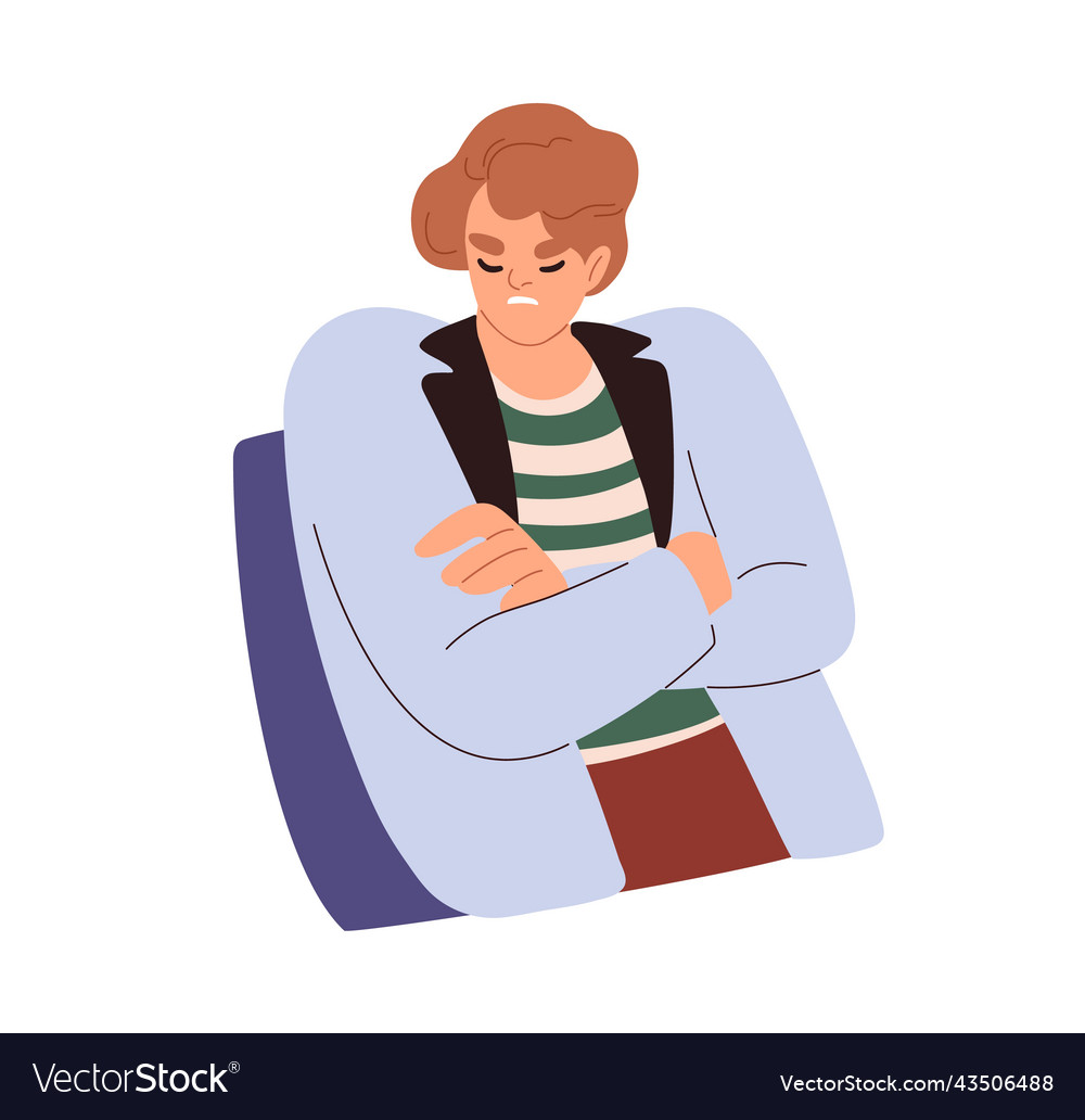 Upset offended woman in bad mood with unhappy Vector Image