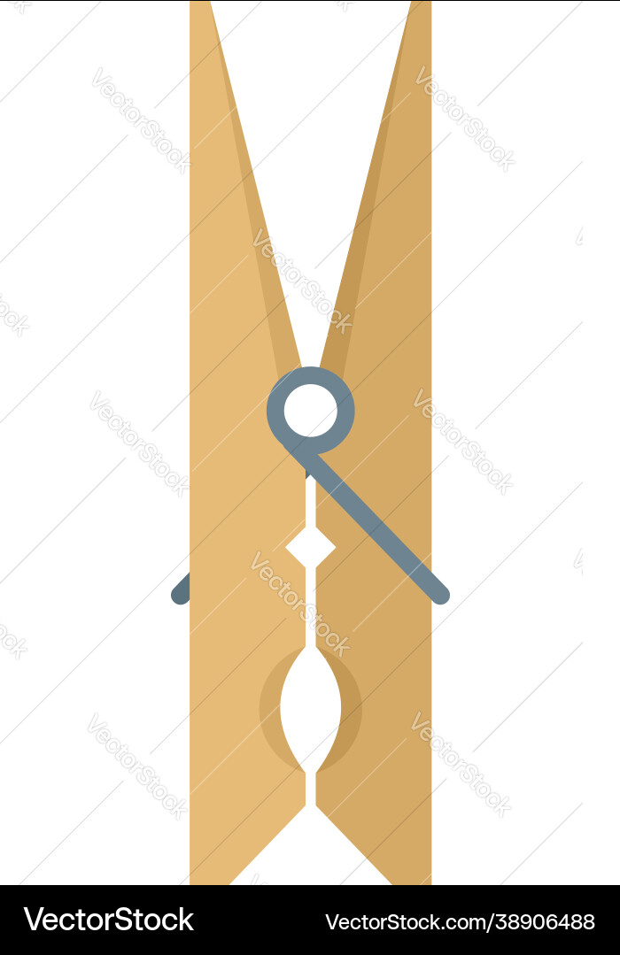 Wood clothes pin icon flat isolated Royalty Free Vector