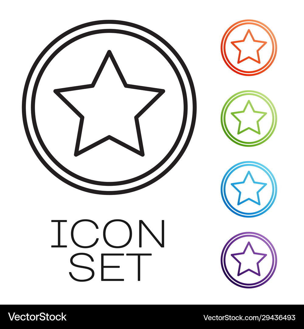 Black line star icon isolated on white background Vector Image