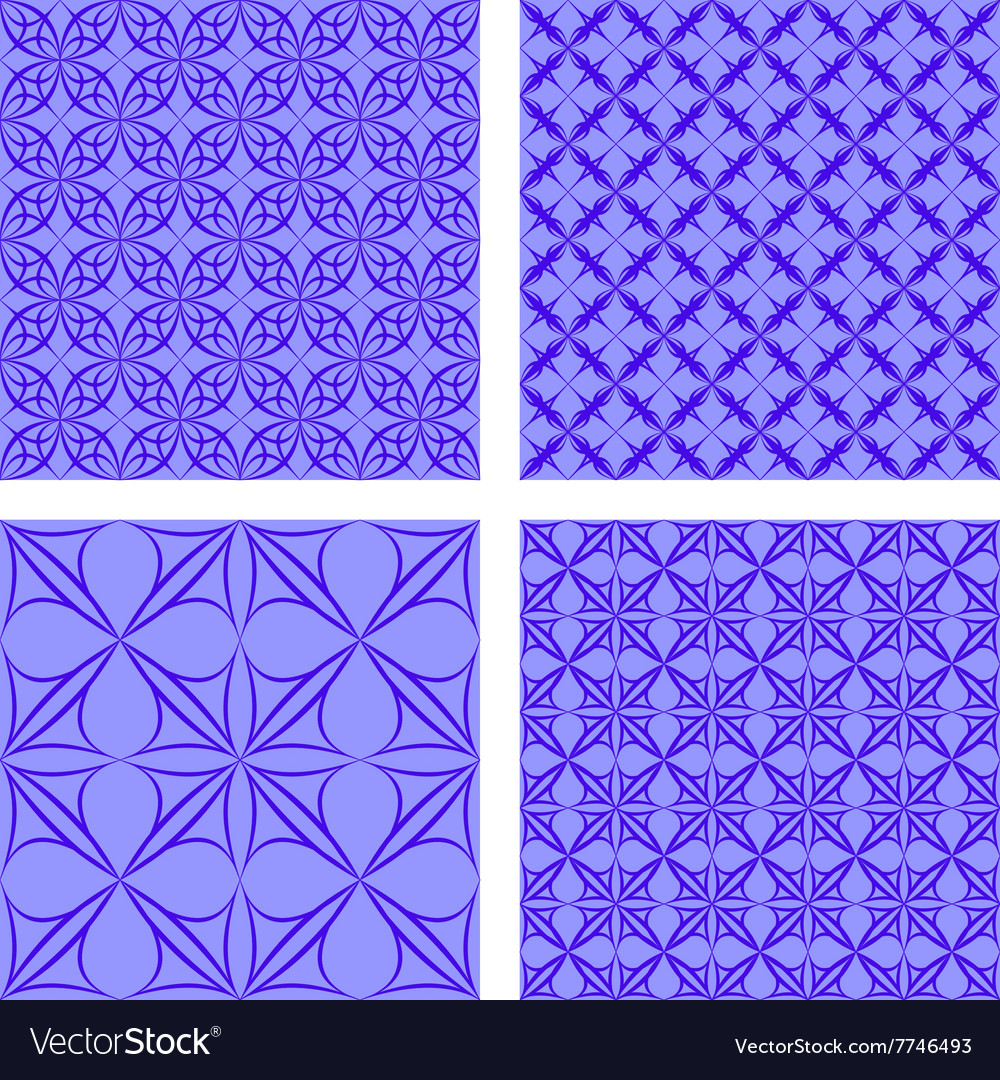 Blue seamless pattern background set Royalty Free Vector