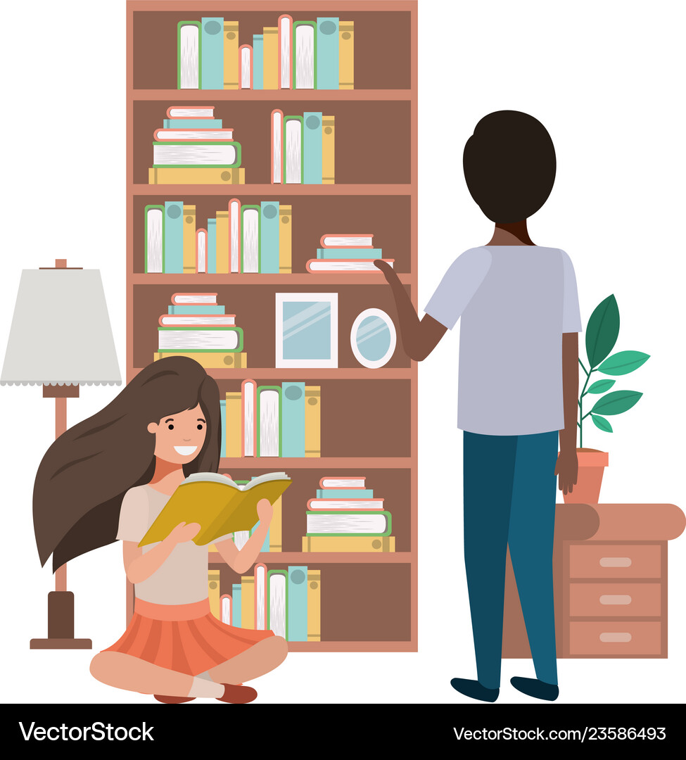 Couple in the library avatar character Royalty Free Vector
