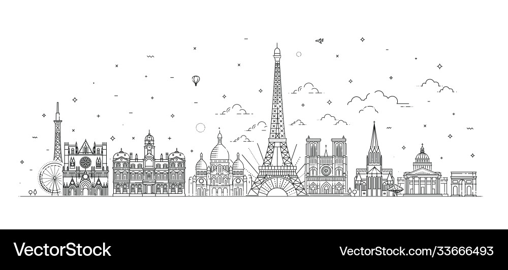 France skyline with panorama in white background Vector Image