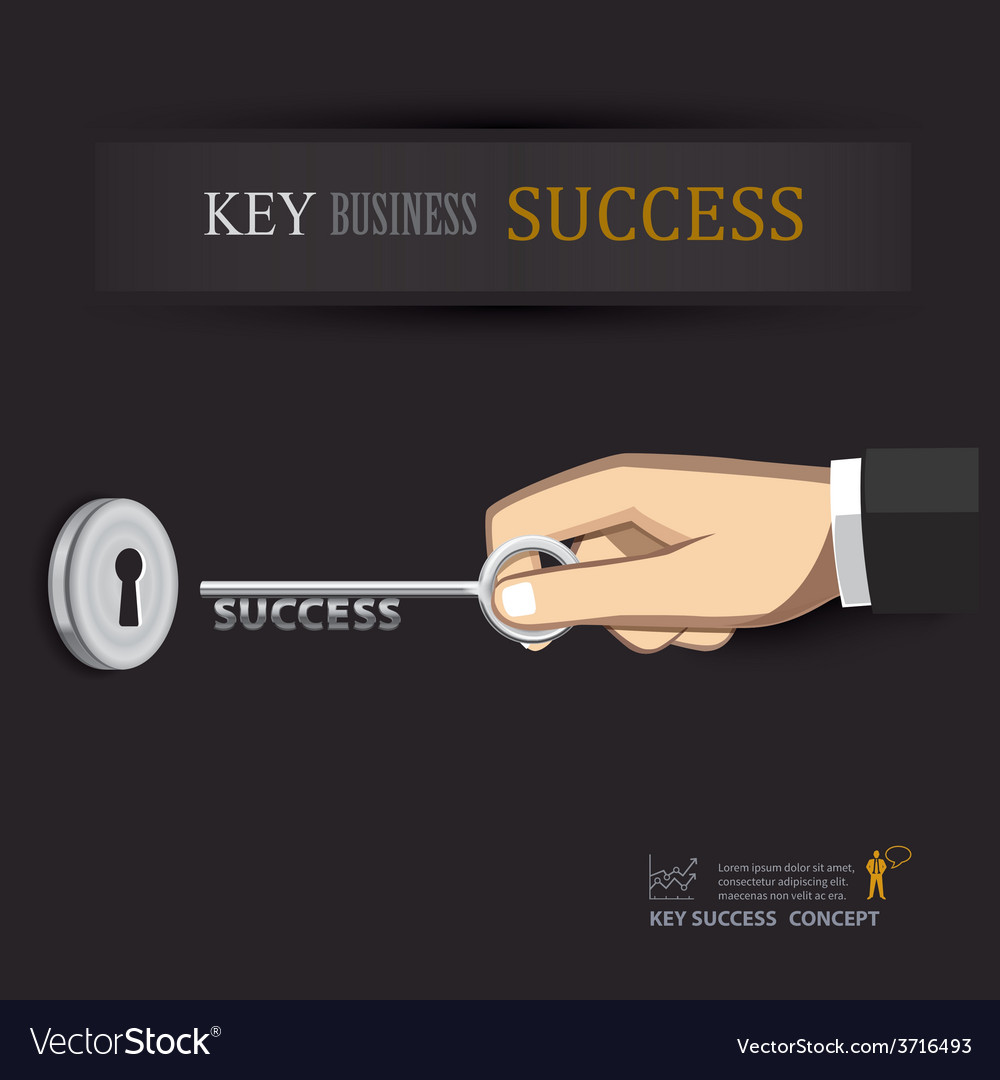 Hand unlock key success business Royalty Free Vector Image