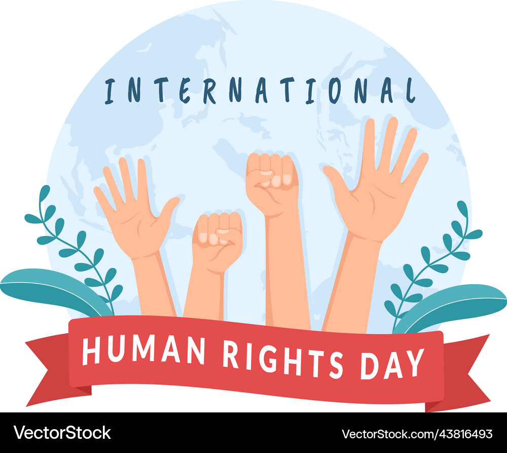 Human rights day template hand drawn flat cartoon Vector Image