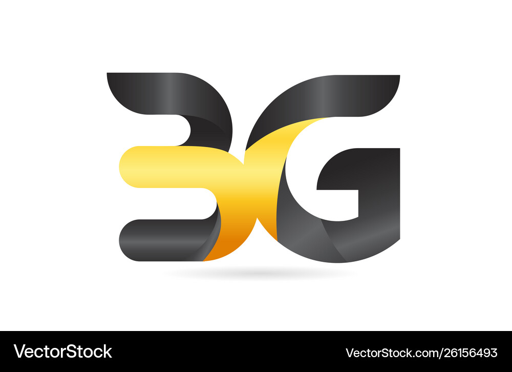 Joined or connected bg b g yellow black alphabet Vector Image