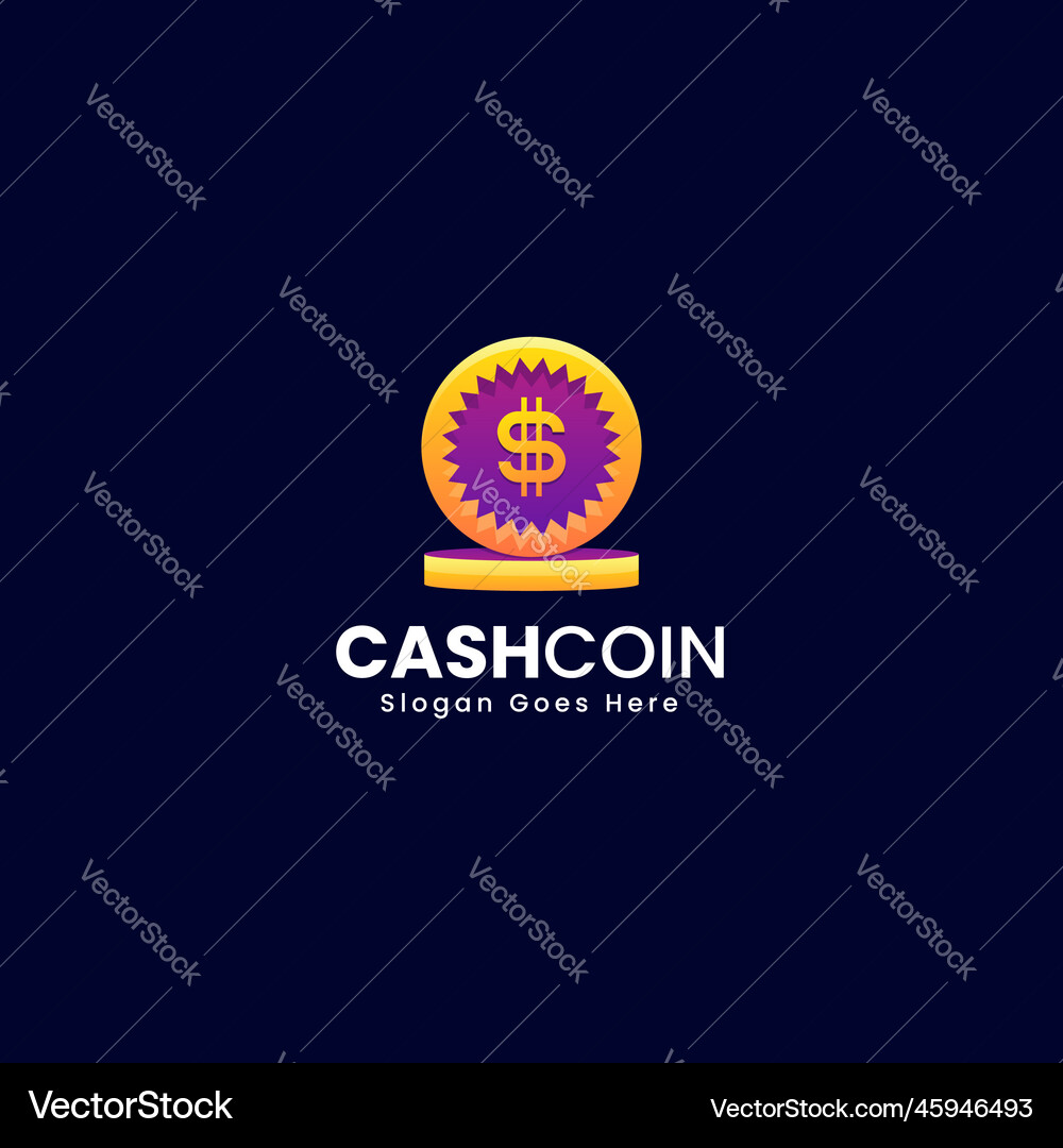 Logo cash coin gradient colorful style Royalty Free Vector
