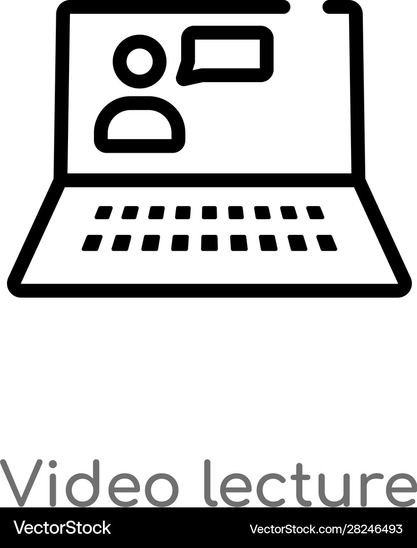 Outline video lecture icon isolated black simple Vector Image