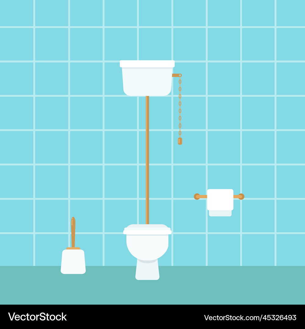 Retro toilet with accessories home Royalty Free Vector Image