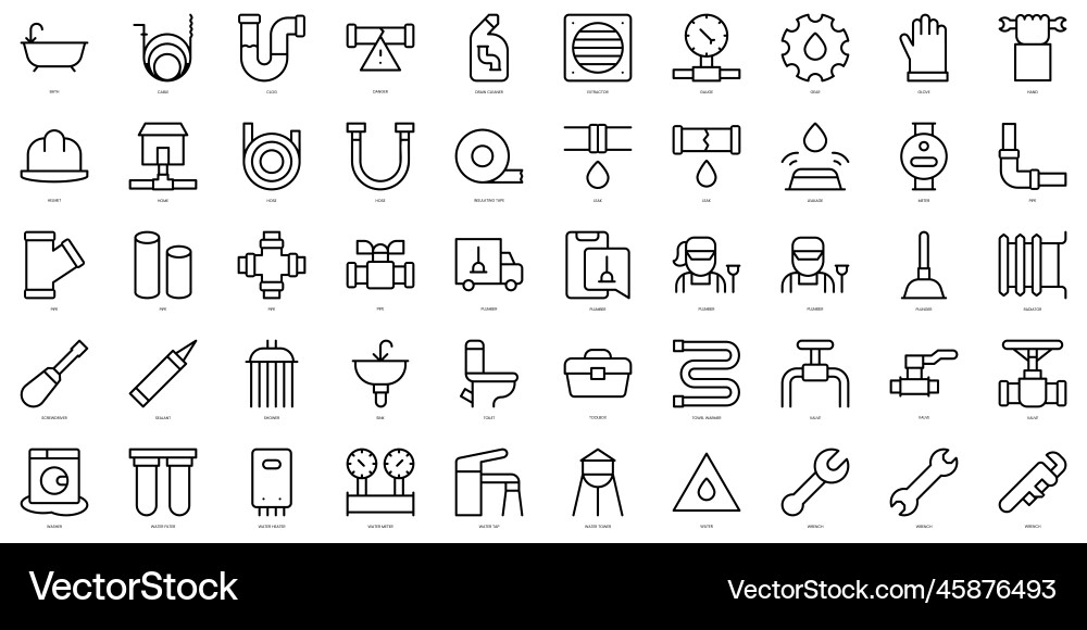 Set of thin line plumber icons Royalty Free Vector Image
