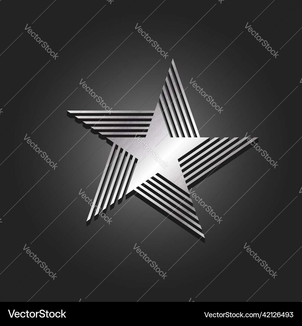 Shabby metal 3d star logo five pointed Royalty Free Vector