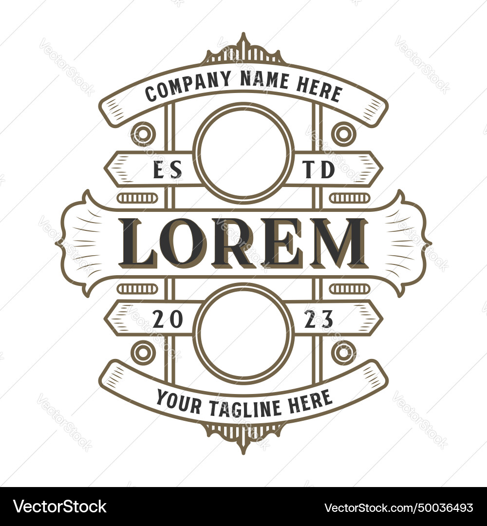 Vintage border frame royal crown badge Royalty Free Vector