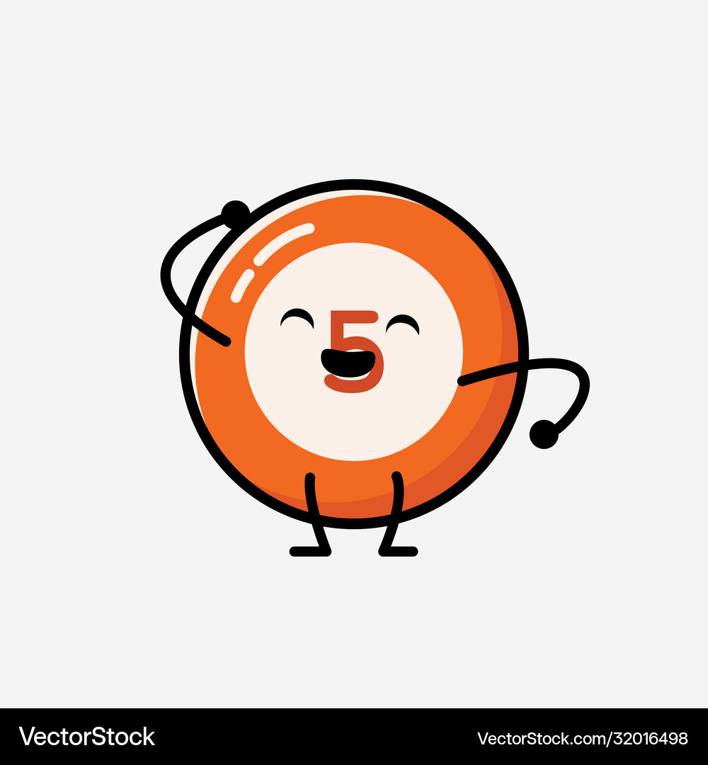Cute billiard ball mascot character in flat Vector Image