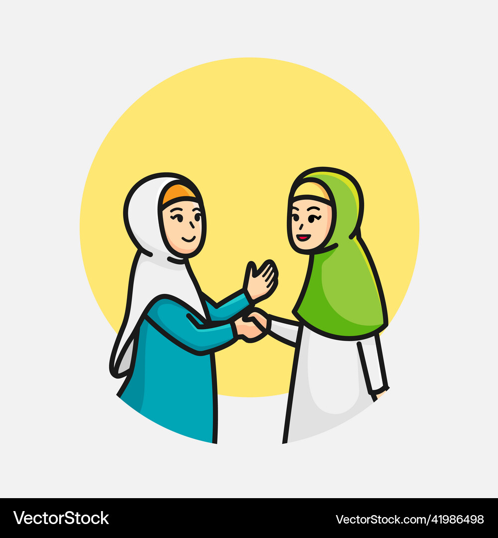 Cute moslem girl doing hand shake celebrating eid Vector Image