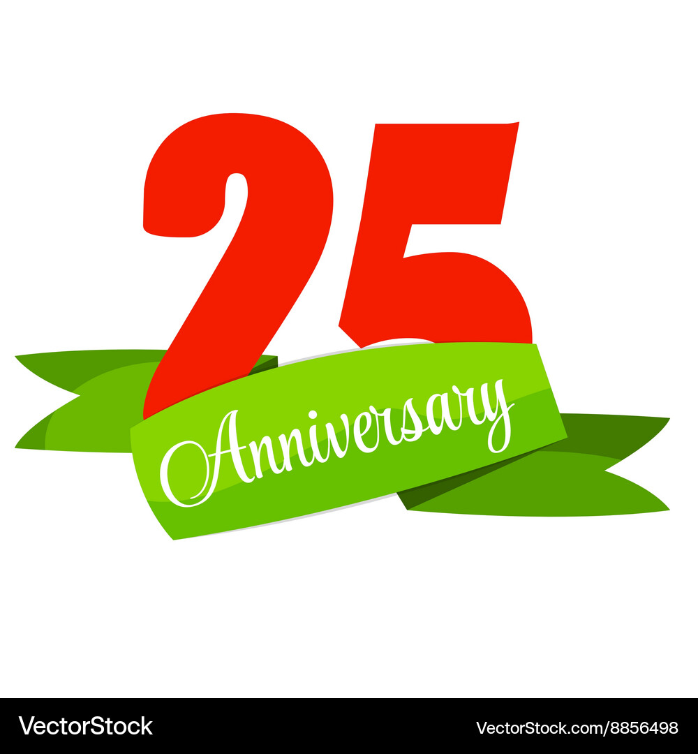 Cute template 25 years anniversary sign Royalty Free Vector