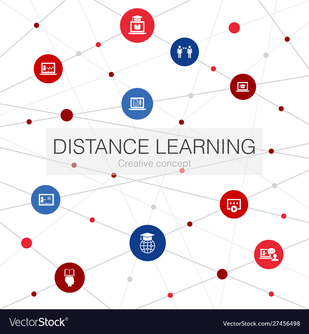 Distance learning trendy web template with simple Vector Image