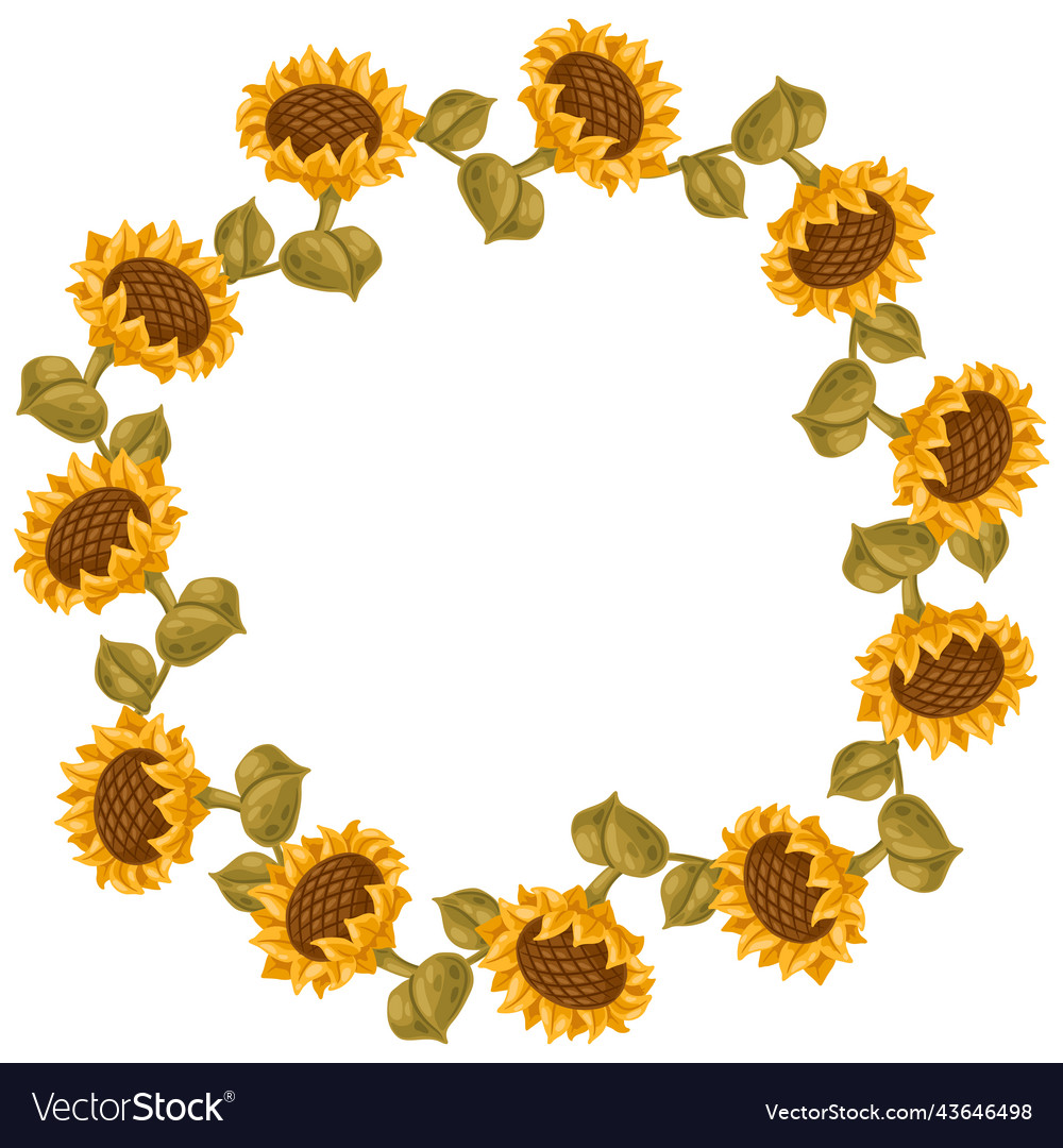 Frame with sunflowers image of autumn plant Vector Image