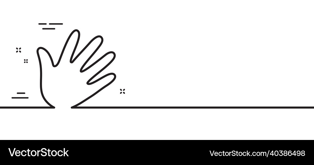 Hand wave line icon palm sign minimal Royalty Free Vector
