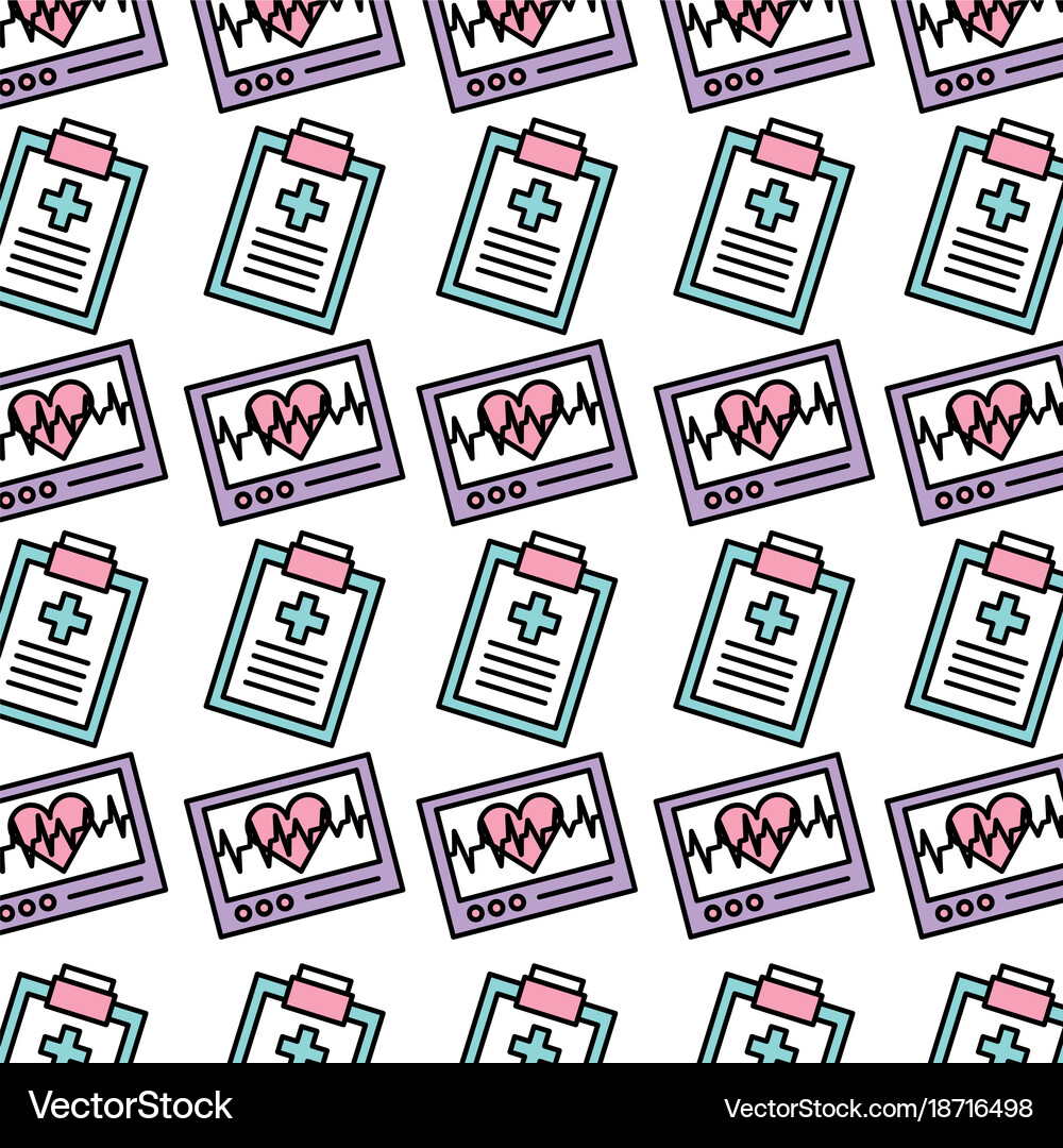 Heartbeat and checklist medical seamless pattern Vector Image