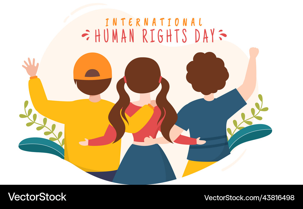 Human rights day template hand drawn flat cartoon Vector Image