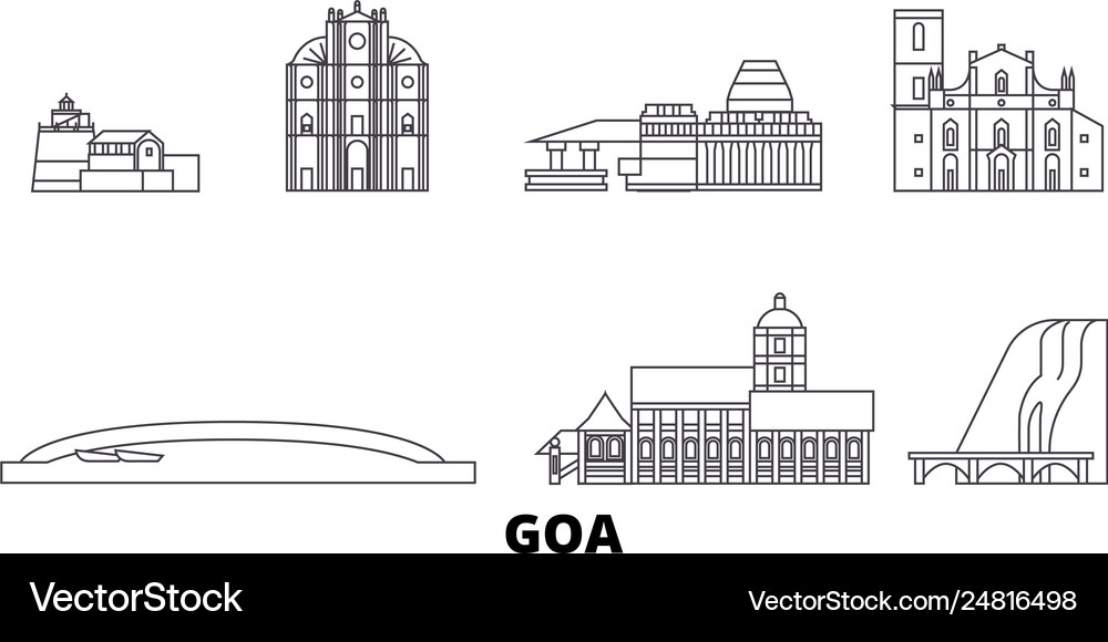 India goa line travel skyline set Royalty Free Vector Image