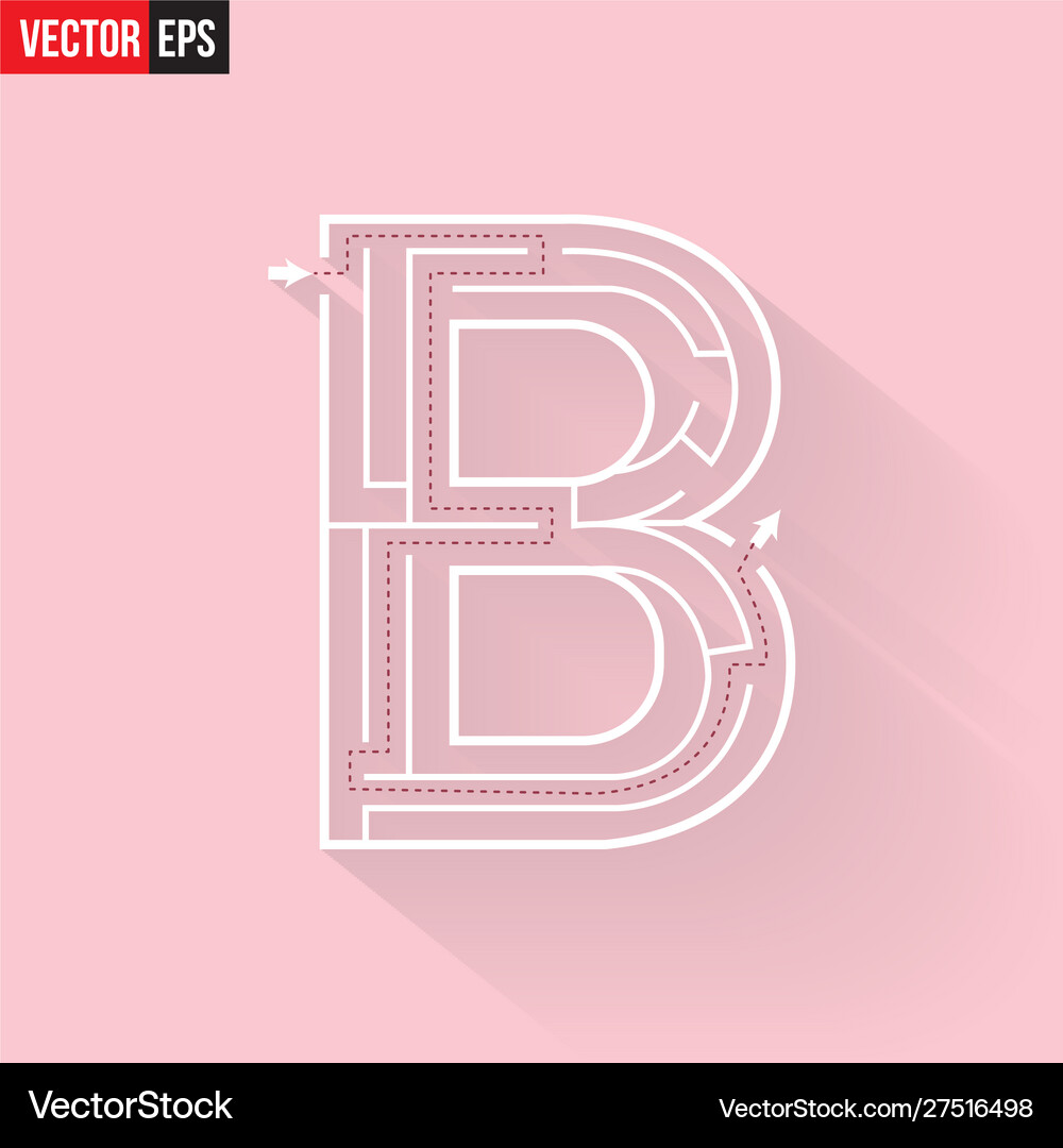 Letter b shape maze labyrinth maze with one way Vector Image
