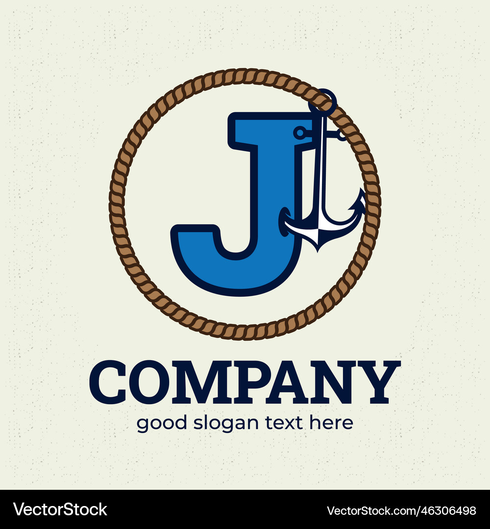 Letter j logo with anchor logo design template Vector Image