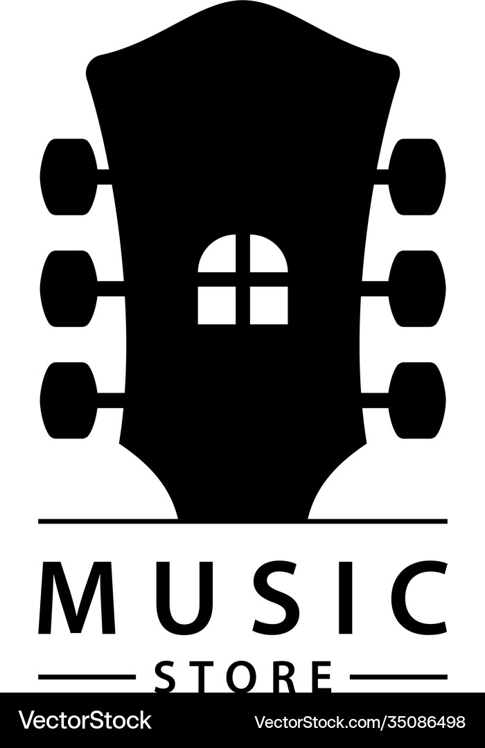 Music store logo design icon Royalty Free Vector Image