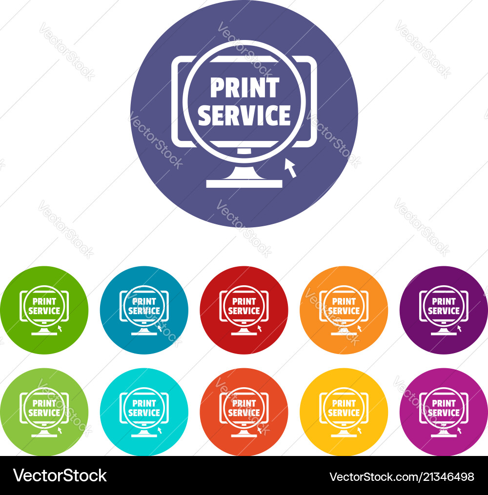 Print service icons set color Royalty Free Vector Image