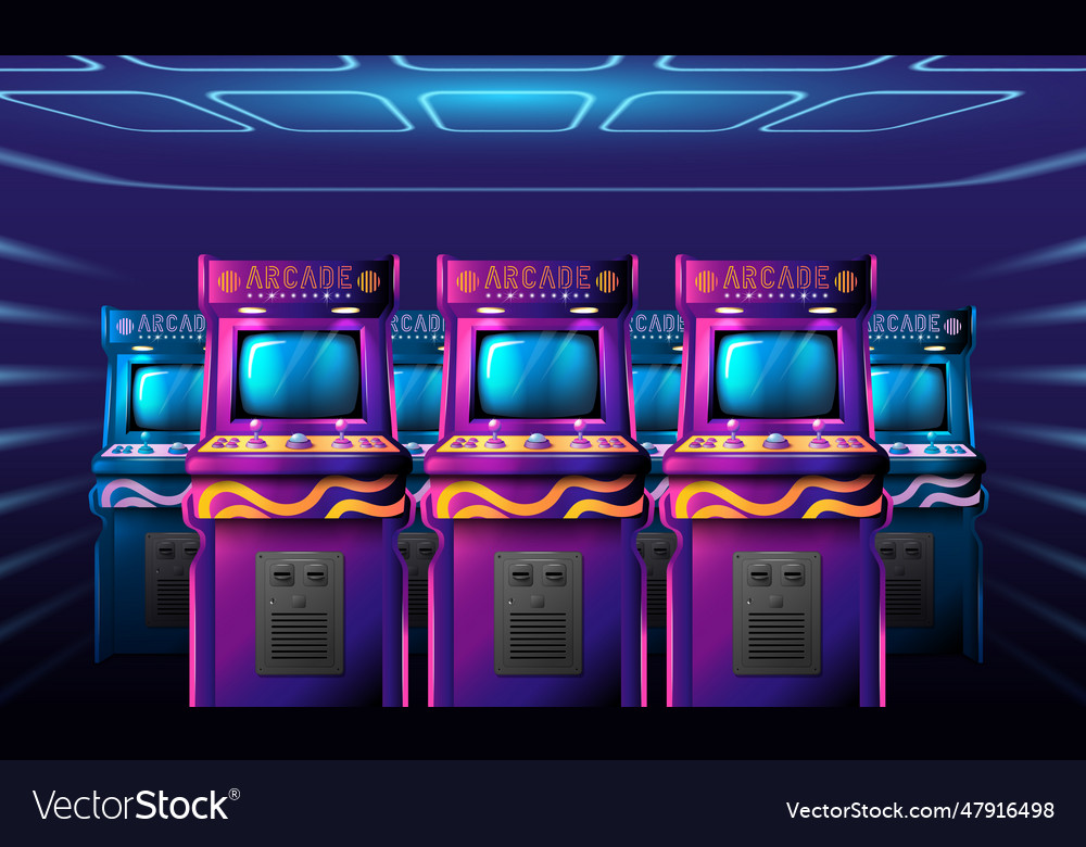 Retro arcade machines composition Royalty Free Vector Image