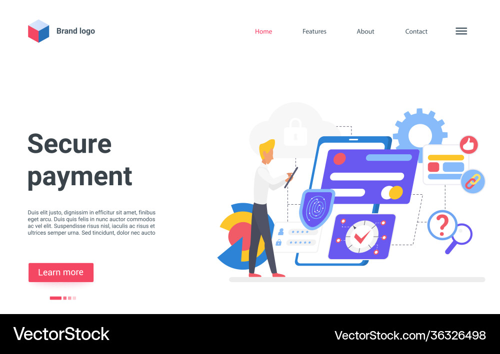 Secure payment with credit card landing page Vector Image