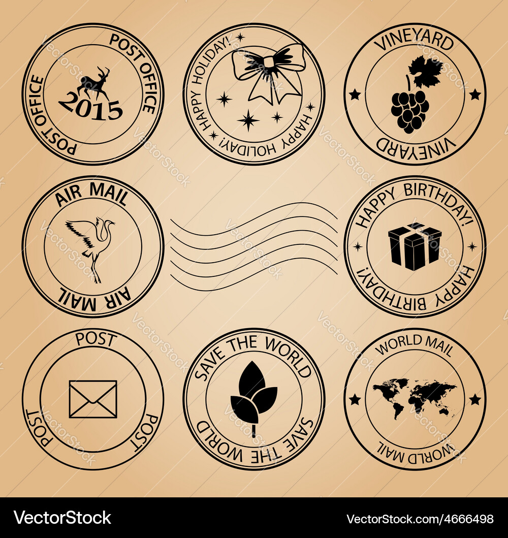Set of post stamps for holidays Royalty Free Vector Image