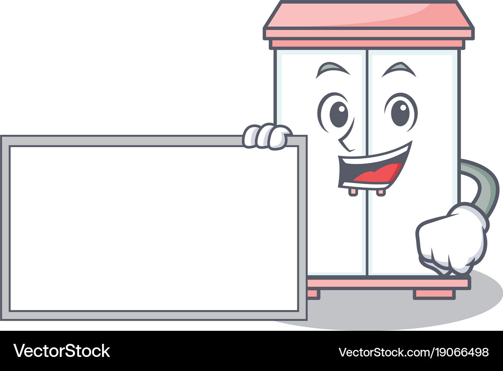 With board cabinet character cartoon style Vector Image