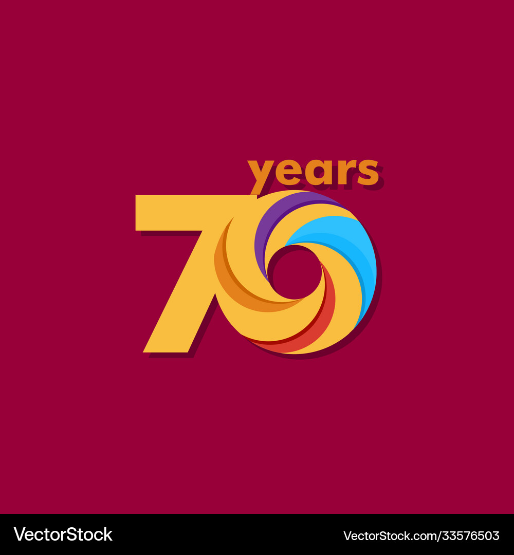 70 year anniversary colorful template design Vector Image