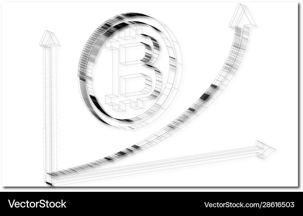 A growing black and white transparent bitcoin Vector Image