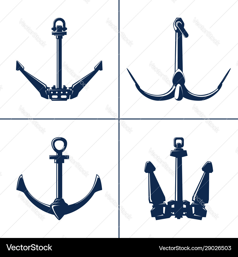 Blue flat anchor isolated on white background Vector Image
