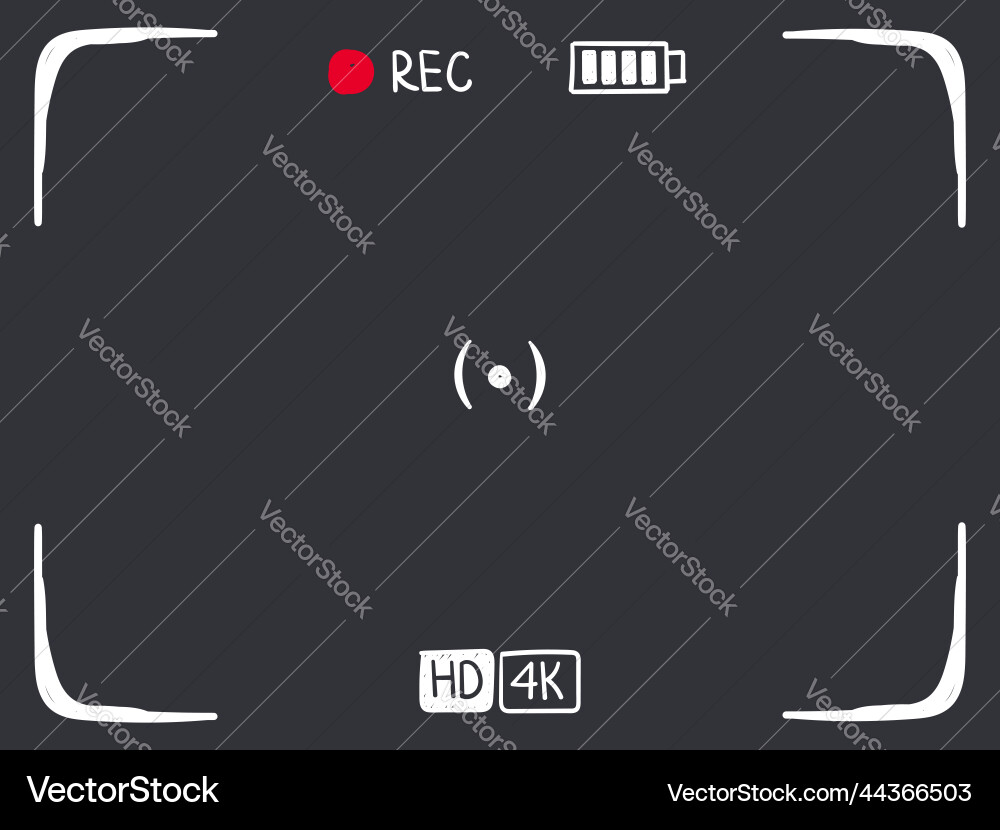 Camera viewfinder frame hand drawn video or photo Vector Image