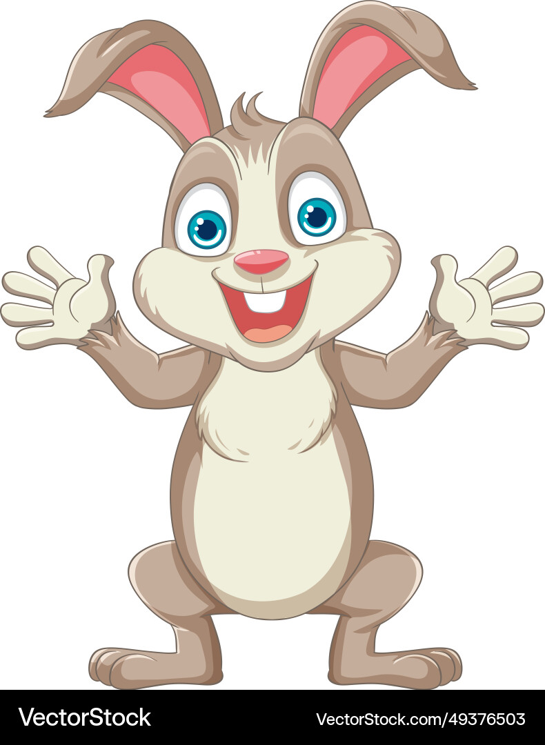 Cheerful rabbit cartoon character smiling in style