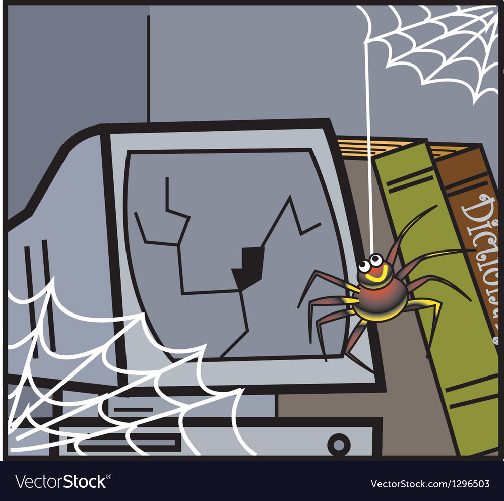 Computer with cobwebs Royalty Free Vector Image